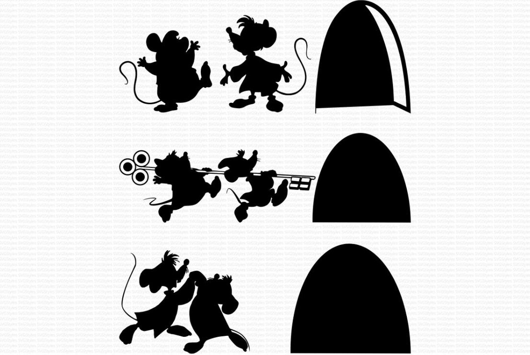 Baseboard Decal SVG Mouse Hole Silhouette PNG Mice With Key. 3 Designs ...