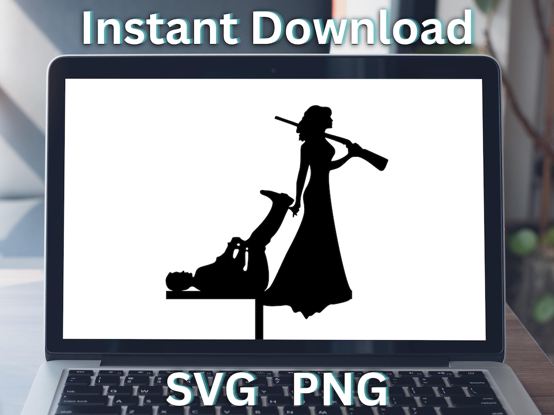 Bride With Shotgun Dragging Groom Wedding Cake Topper - SVG - Bride ...