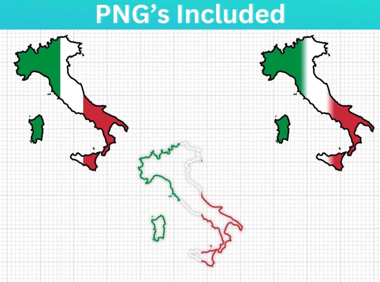 Italy Map Outline With Italian Flag Cricut Files Cut Files SVG PNG ...
