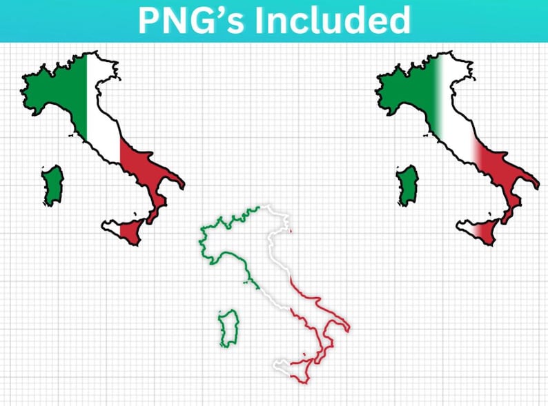 Mapa de Italia Esquema con bandera italiana Archivos Cricut Archivos de ...
