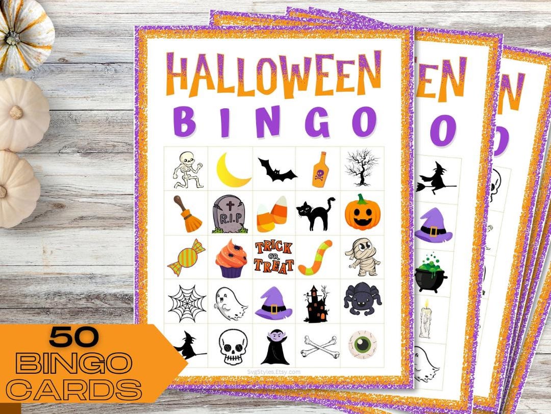 Halloween Bingo, Halloween Bingo Cards, Printable Halloween Bingo ...