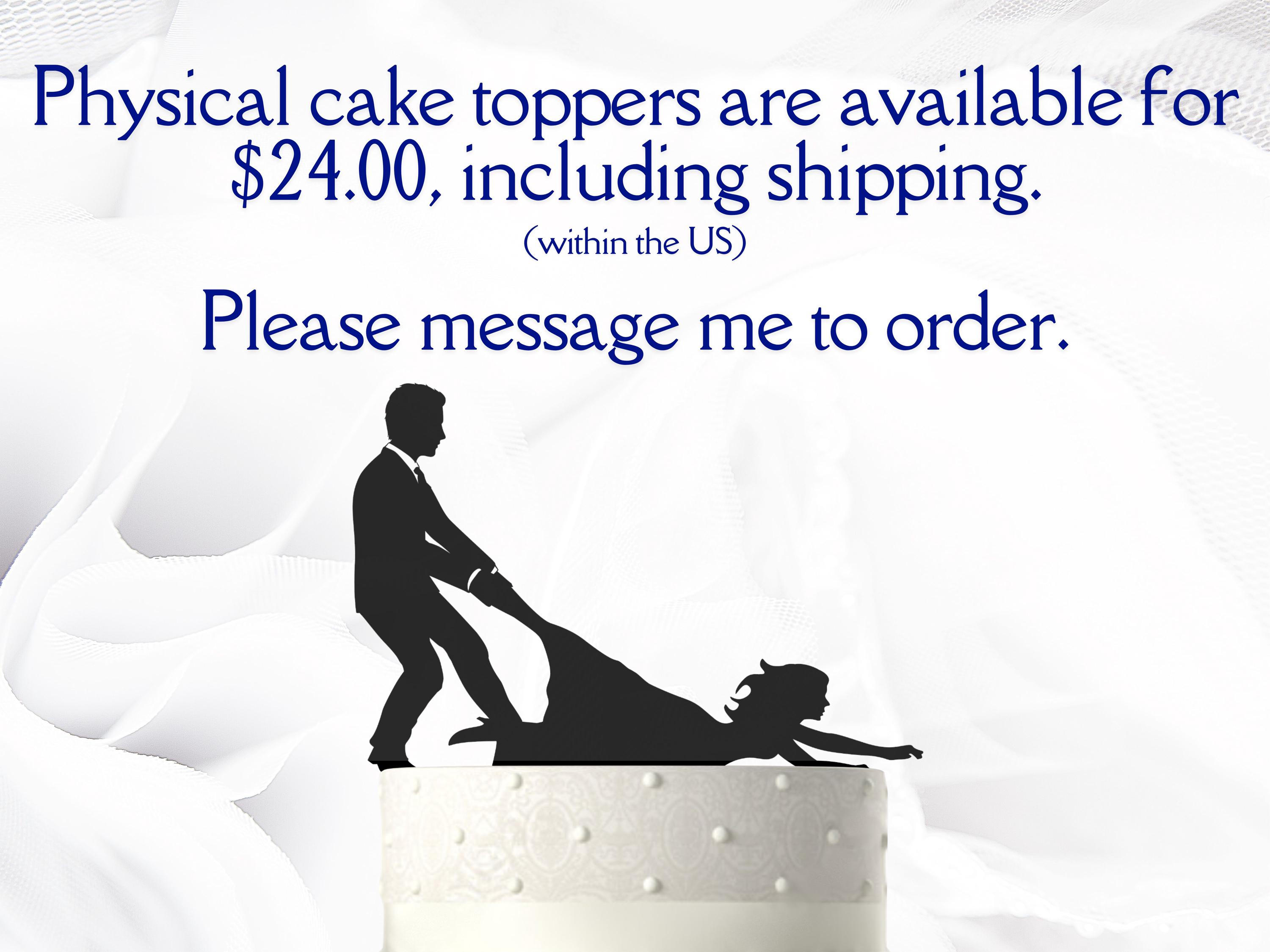 Funny Runaway Bride Wedding Cake Topper SVG: Groom Dragging Bride ...