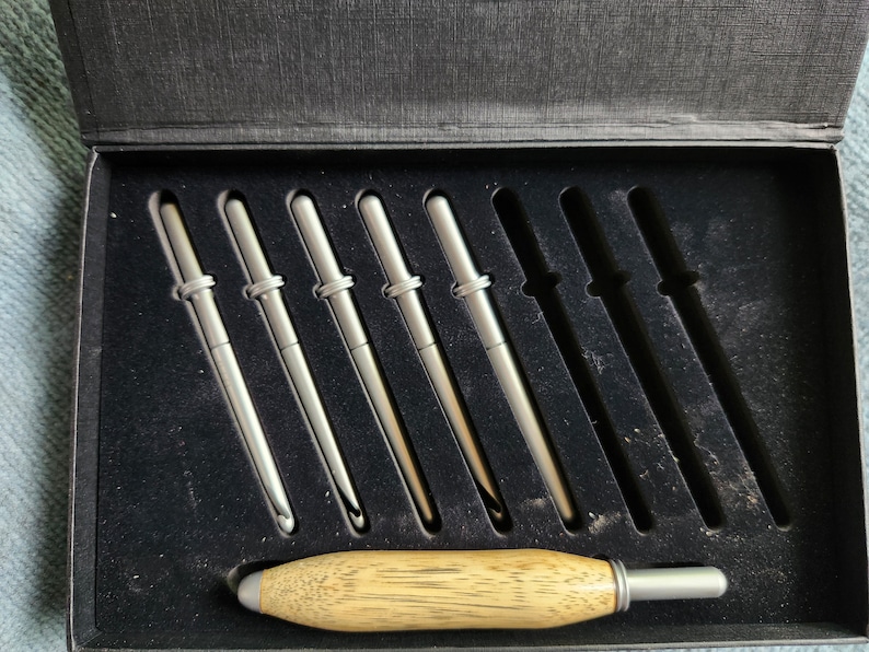 Hand-crafted Wood-handled Crochet Hook Set With Interchangeable Hooks ...