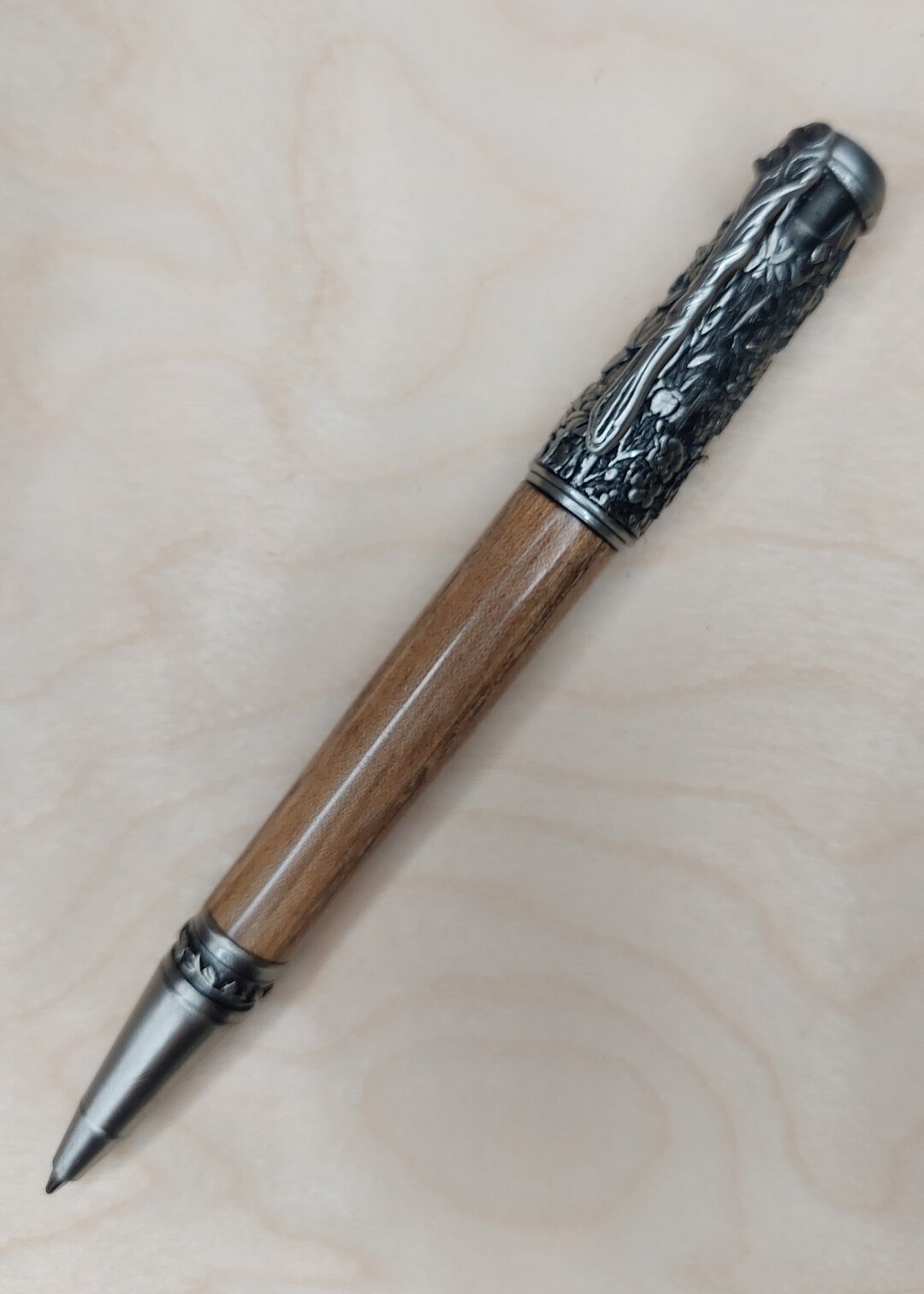 Botanical Plant Themed Ballpoint Pen Handcrafted in Elm and Pewter - Etsy