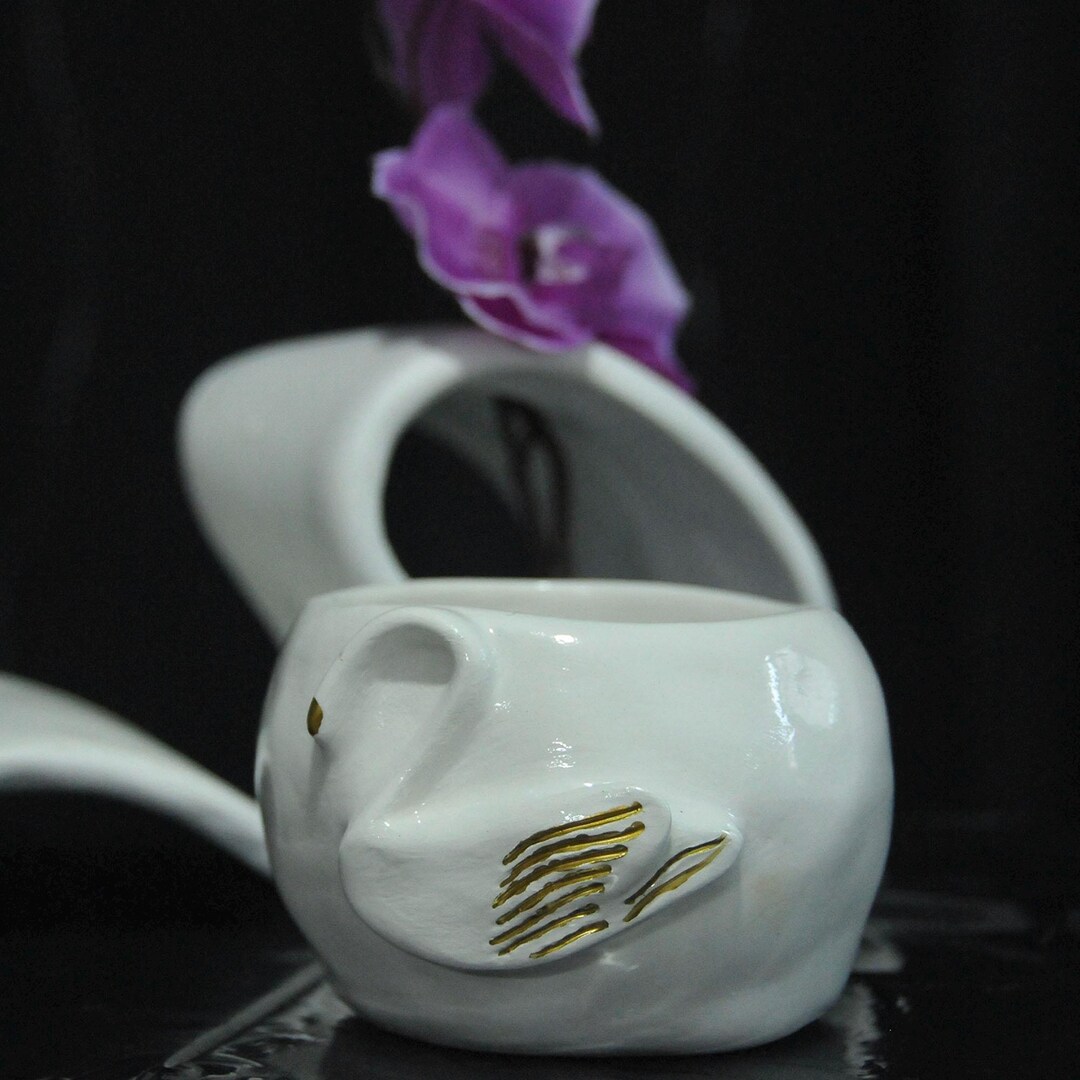 Handmade Swan-themed Ceramic Planter - Etsy