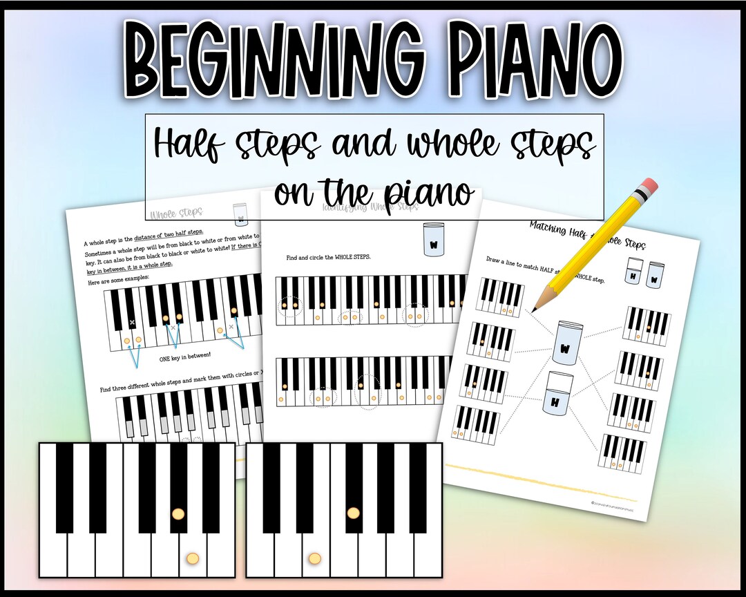 Finding Half Steps and Whole Steps Patterns on the Piano for Beginning ...
