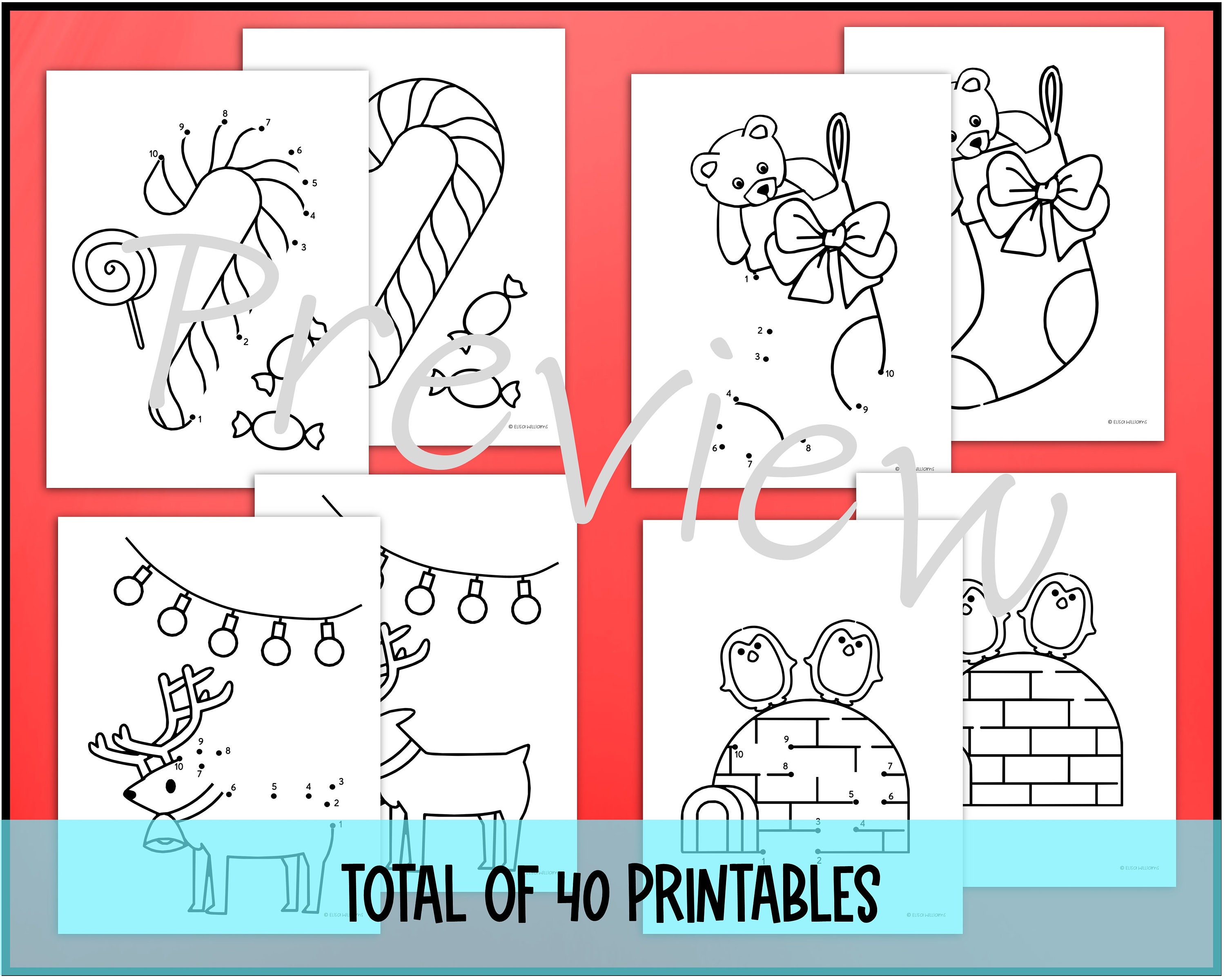 Christmas and Winter Dot to Dot 1-10 Counting and Coloring Pages for ...