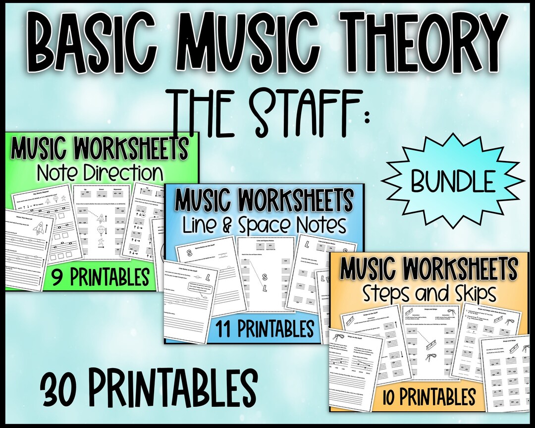 Basic Music Theory BUNDLE Line and Space Notes, Note Direction, Steps ...