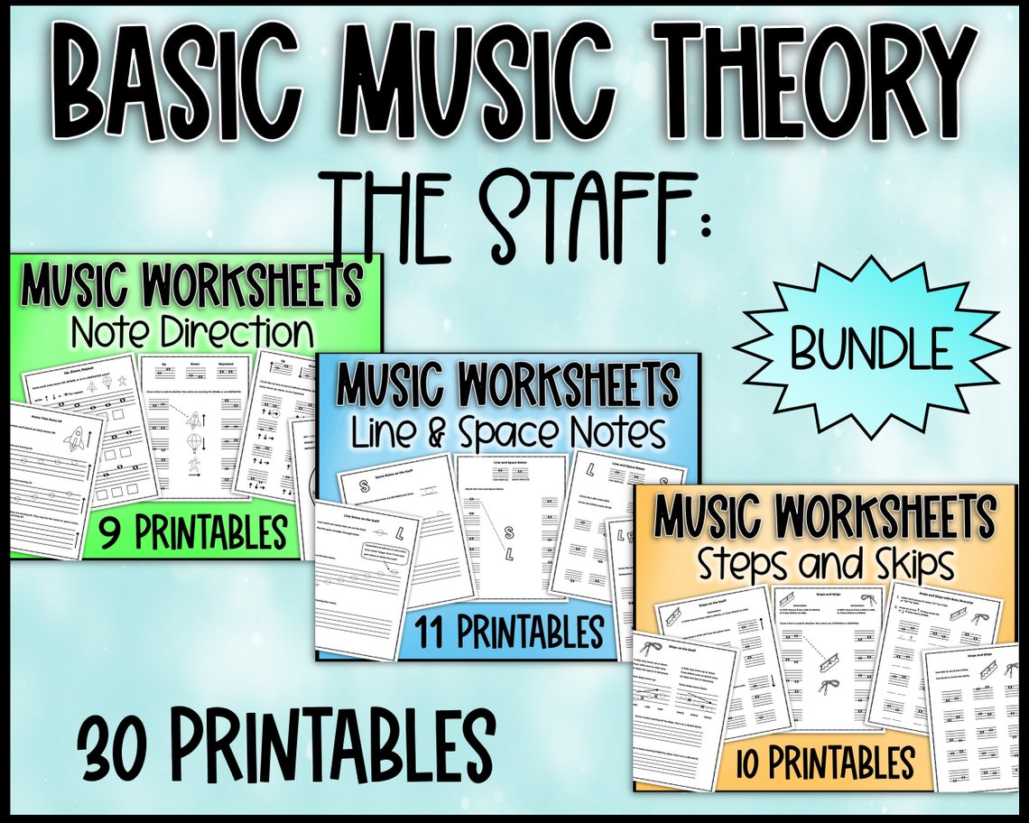 Basic Music Theory BUNDLE Line and Space Notes, Note Direction, Steps ...