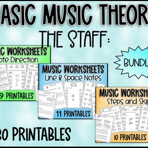 Basic Music Theory BUNDLE Line and Space Notes, Note Direction, Steps ...