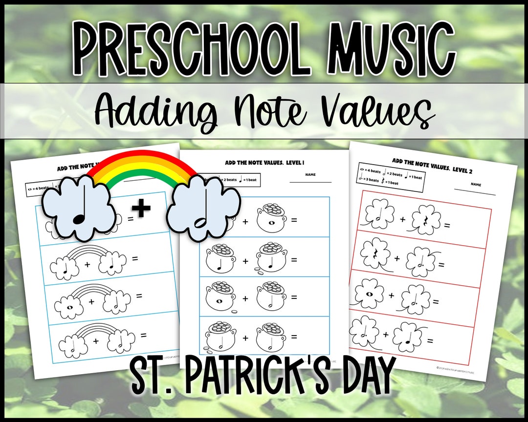 St Patrick's Day Rhythm Worksheets: Music Math to Review Basic Note ...