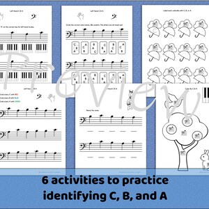 Bass Clef Note Reading for Beginning Piano in Middle C Position Left ...