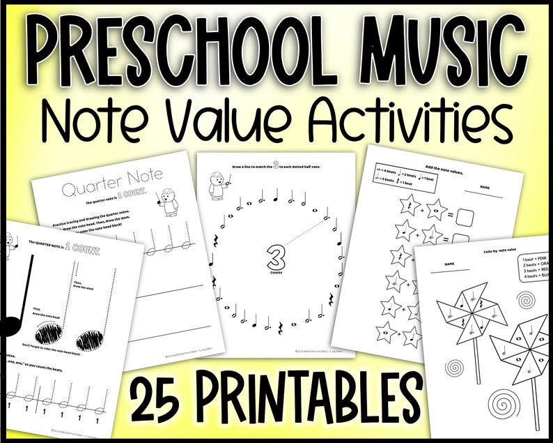 Preschool Music Rhythm Worksheets, Basic Note Values Activities ...