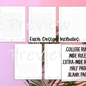 Summer Writing Paper - Printable Lined and Blank: Wide-ruled, College ...