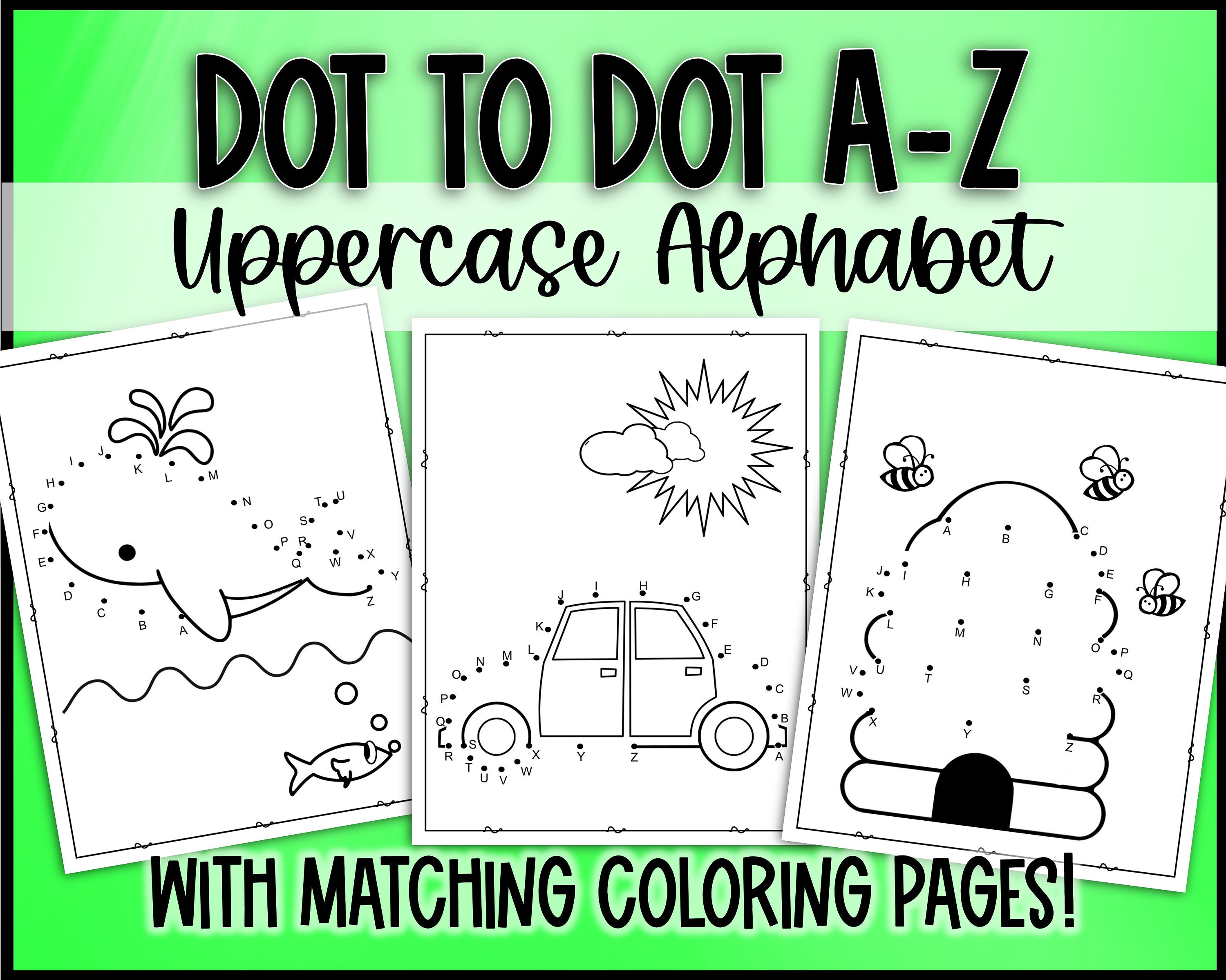 Dot to Dots for Preschool Uppercase Alphabet Activities Connect the ...