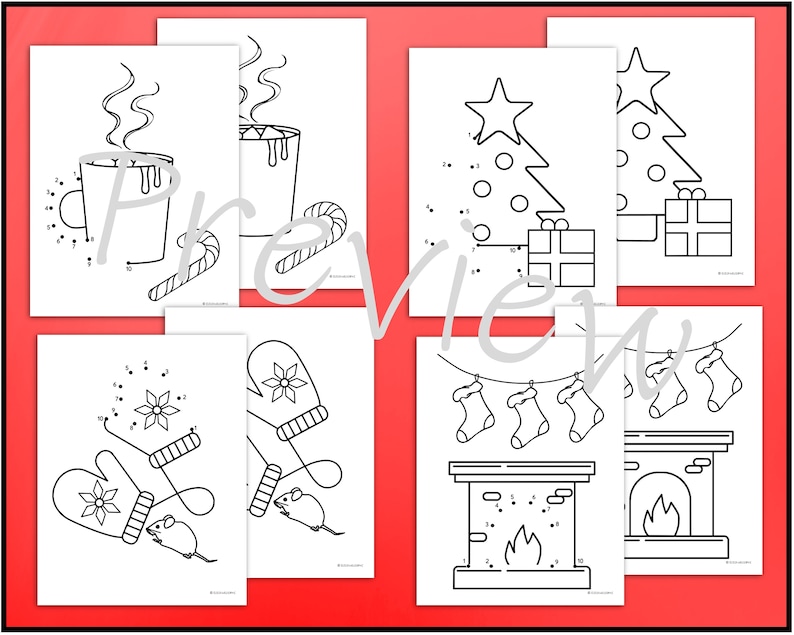 Christmas and Winter Dot to Dot 1-10 Counting and Coloring Pages for ...