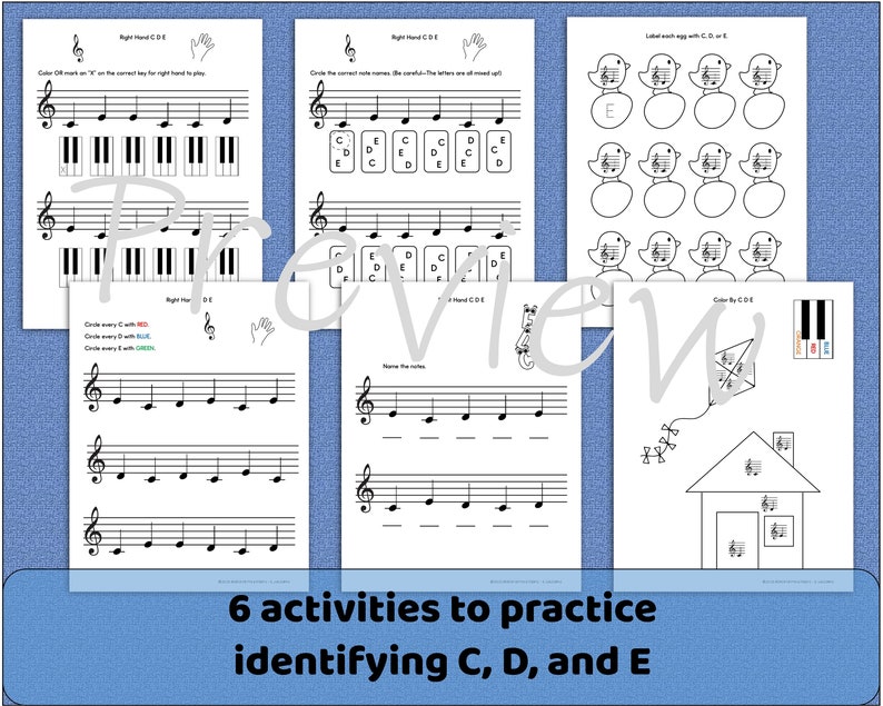 Treble Clef Note Reading for Beginning Piano in Middle C Position Right ...