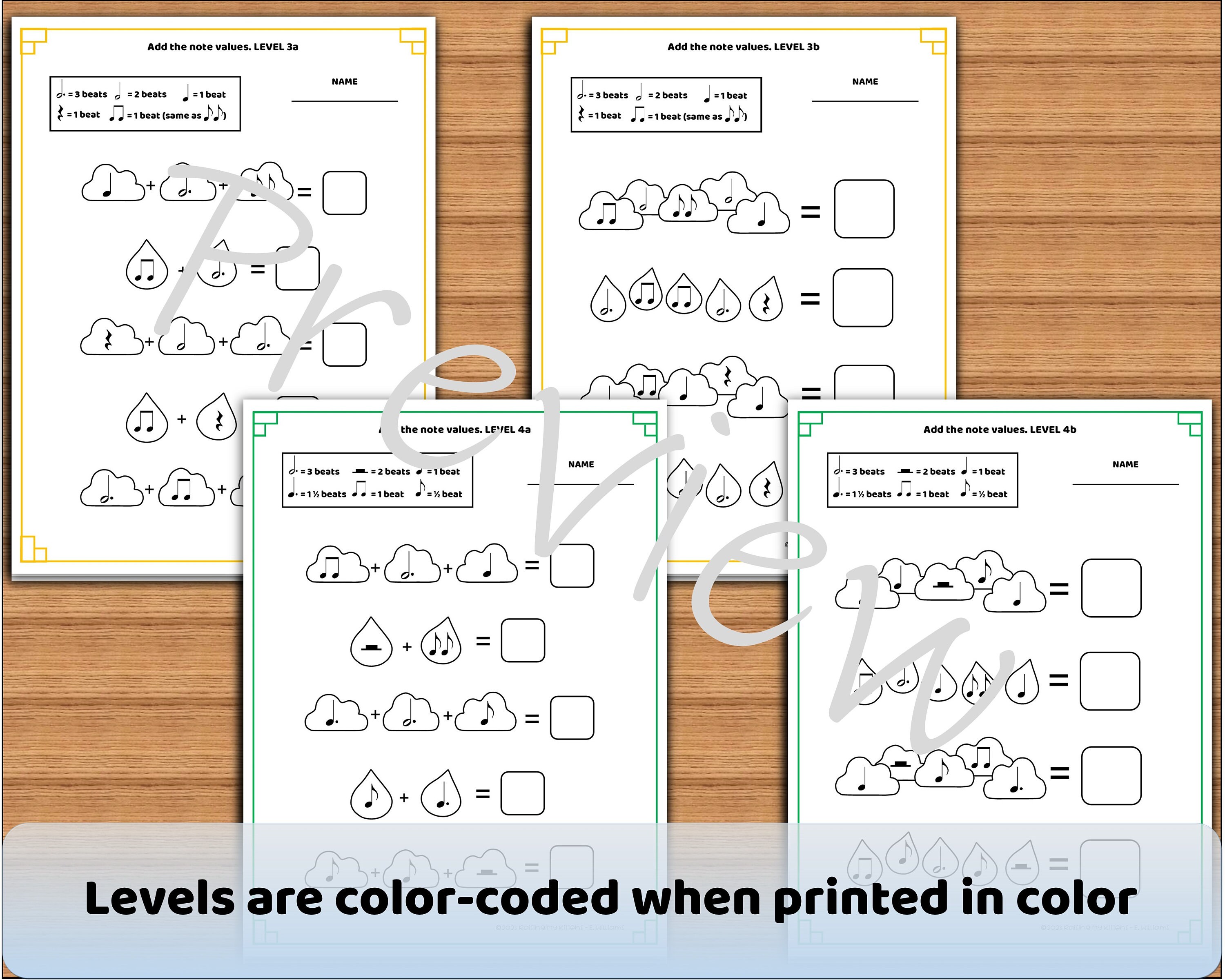 Rhythm Worksheets for Spring: Adding Note Values With Music Math ...