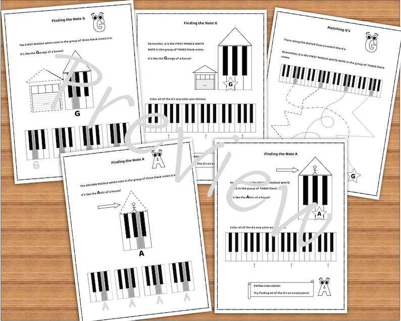 Preschool Piano Worksheets - Activities to Practice Finding FGAB ...