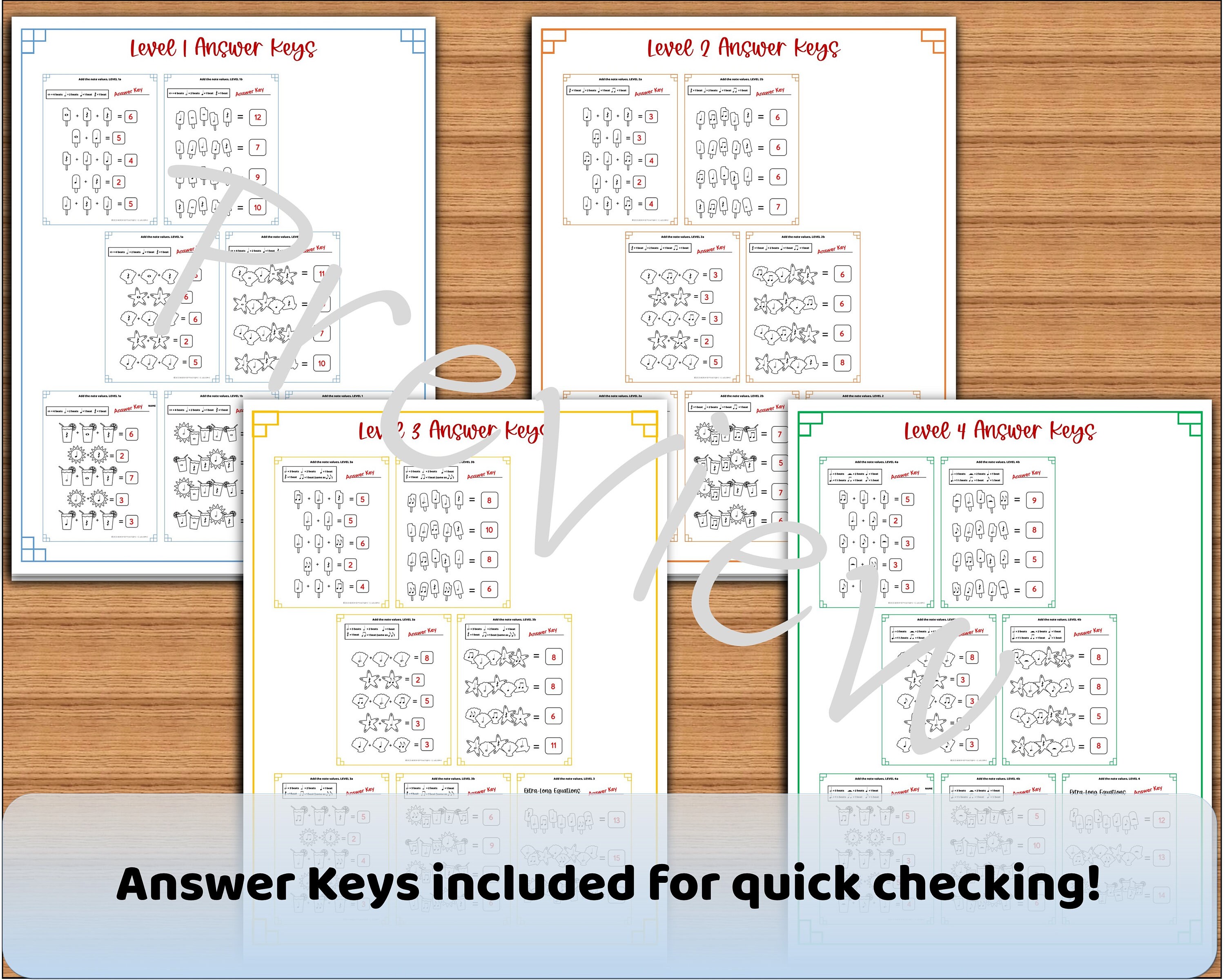 Summer Music Theory Rhythm Worksheets: Adding Note Values With Music ...