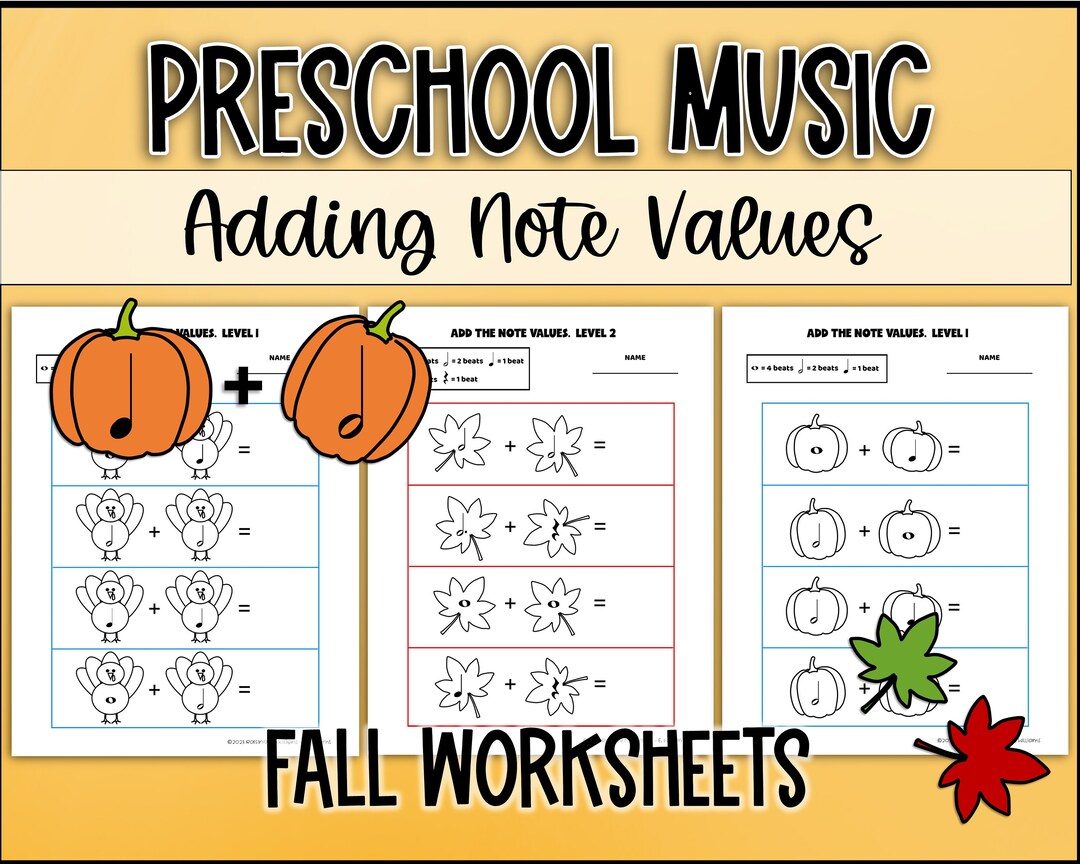 Fall or Thanksgiving Rhythm Worksheets: Music Math to Review Basic Note ...