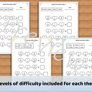 Rhythm Worksheets Adding Note Values / Music Addition / Music Math ...