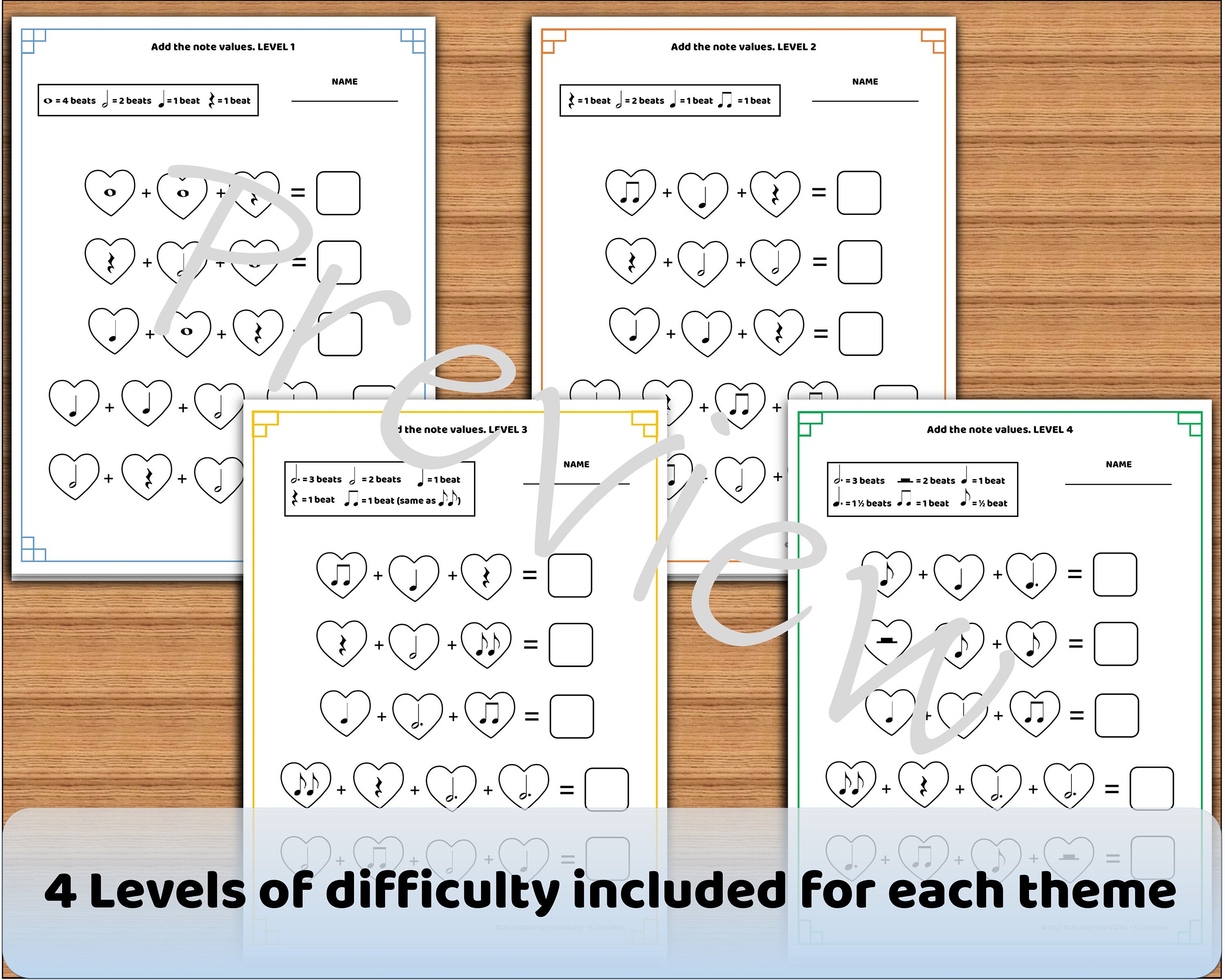 Rhythm Worksheets Adding Note Values / Music Addition / Music Math ...