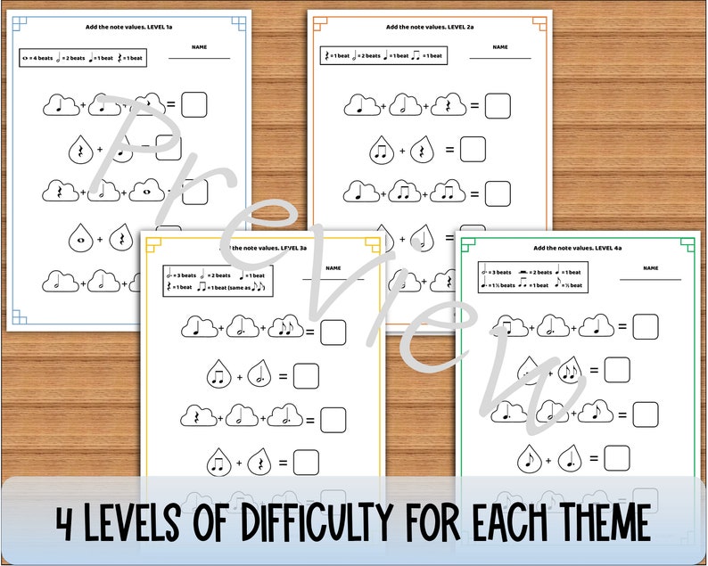Rhythm Worksheets for Spring: Adding Note Values With Music Math ...