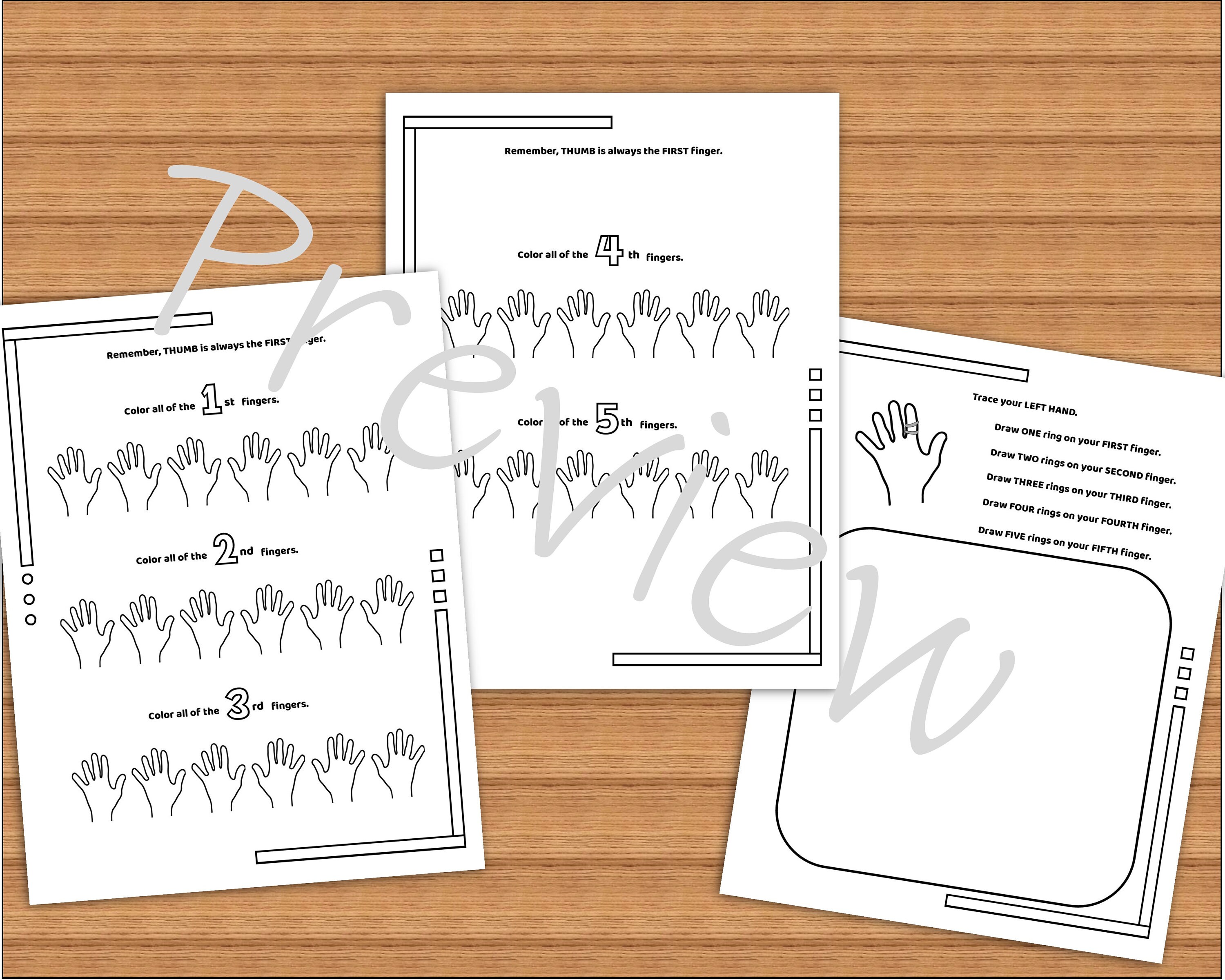 Preschool Piano Finger Number Worksheets: Beginning Piano Prep - Etsy