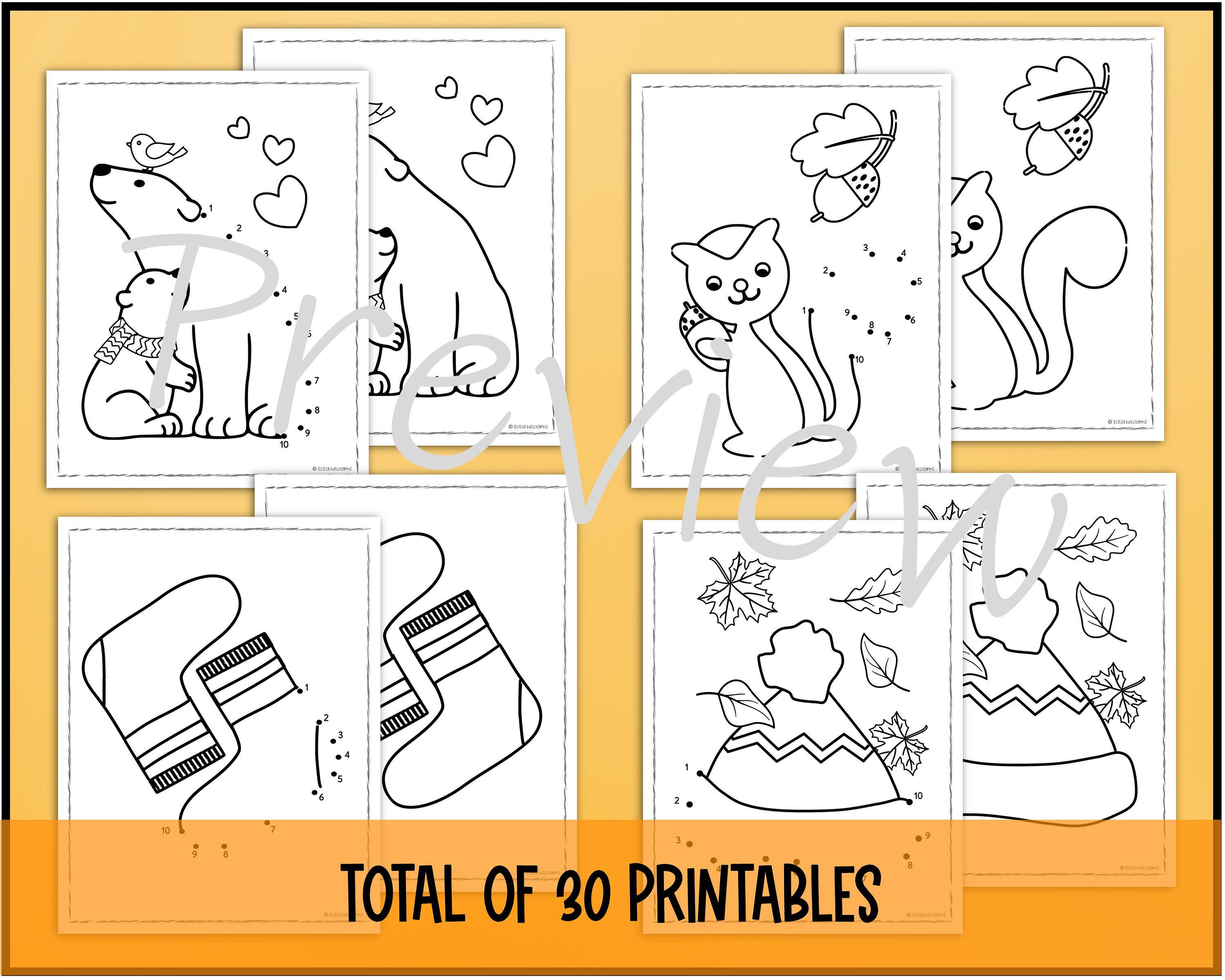 Fall Dot to Dot 1-10 Counting and Coloring Pages for Prek Connect the ...