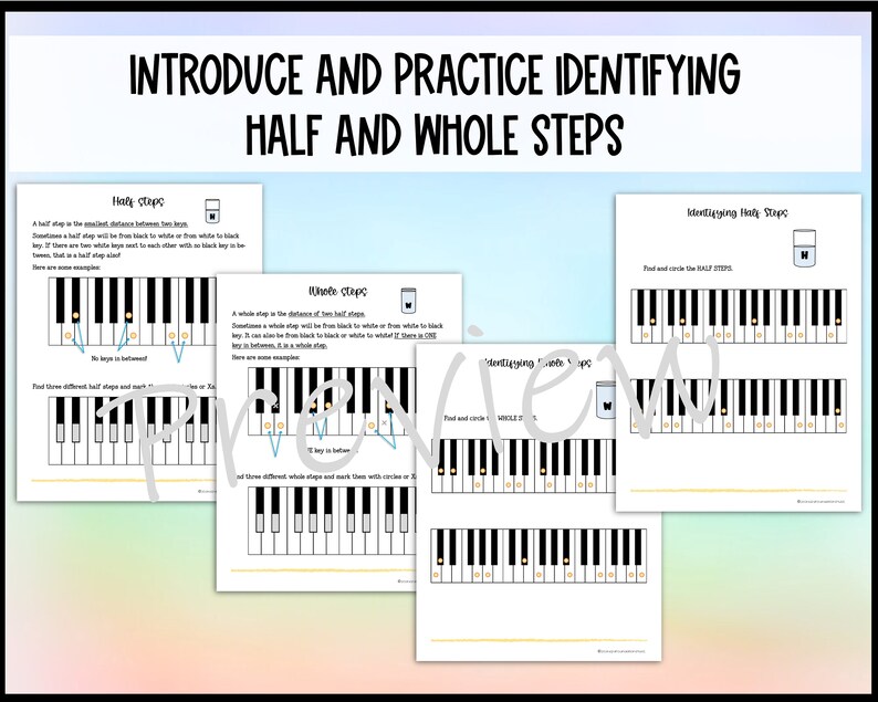Finding Half Steps and Whole Steps Patterns on the Piano for Beginning ...
