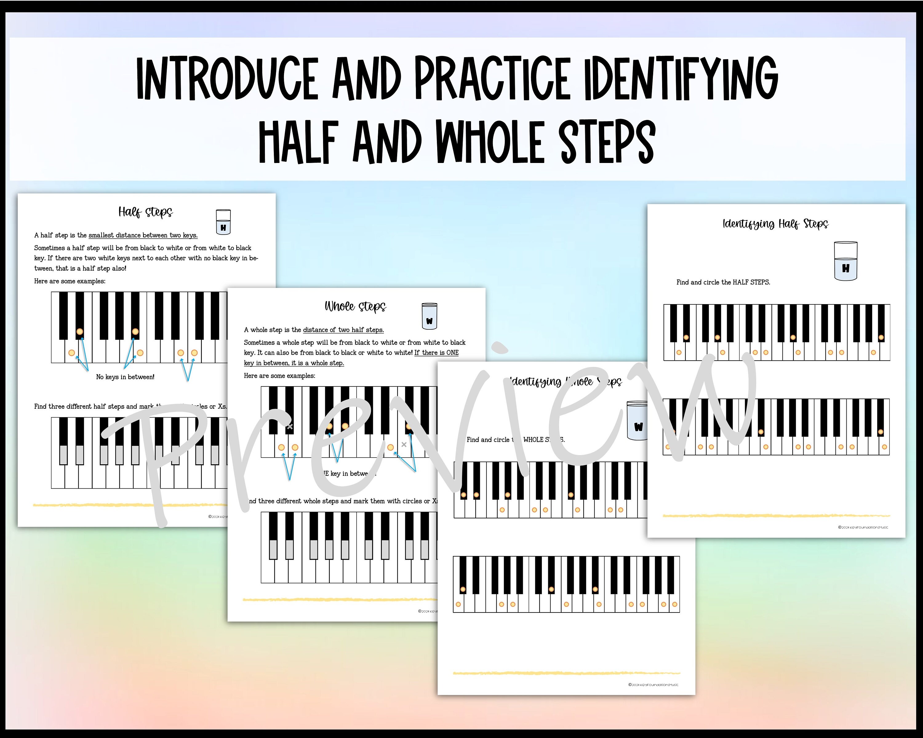 Finding Half Steps and Whole Steps Patterns on the Piano for Beginning ...
