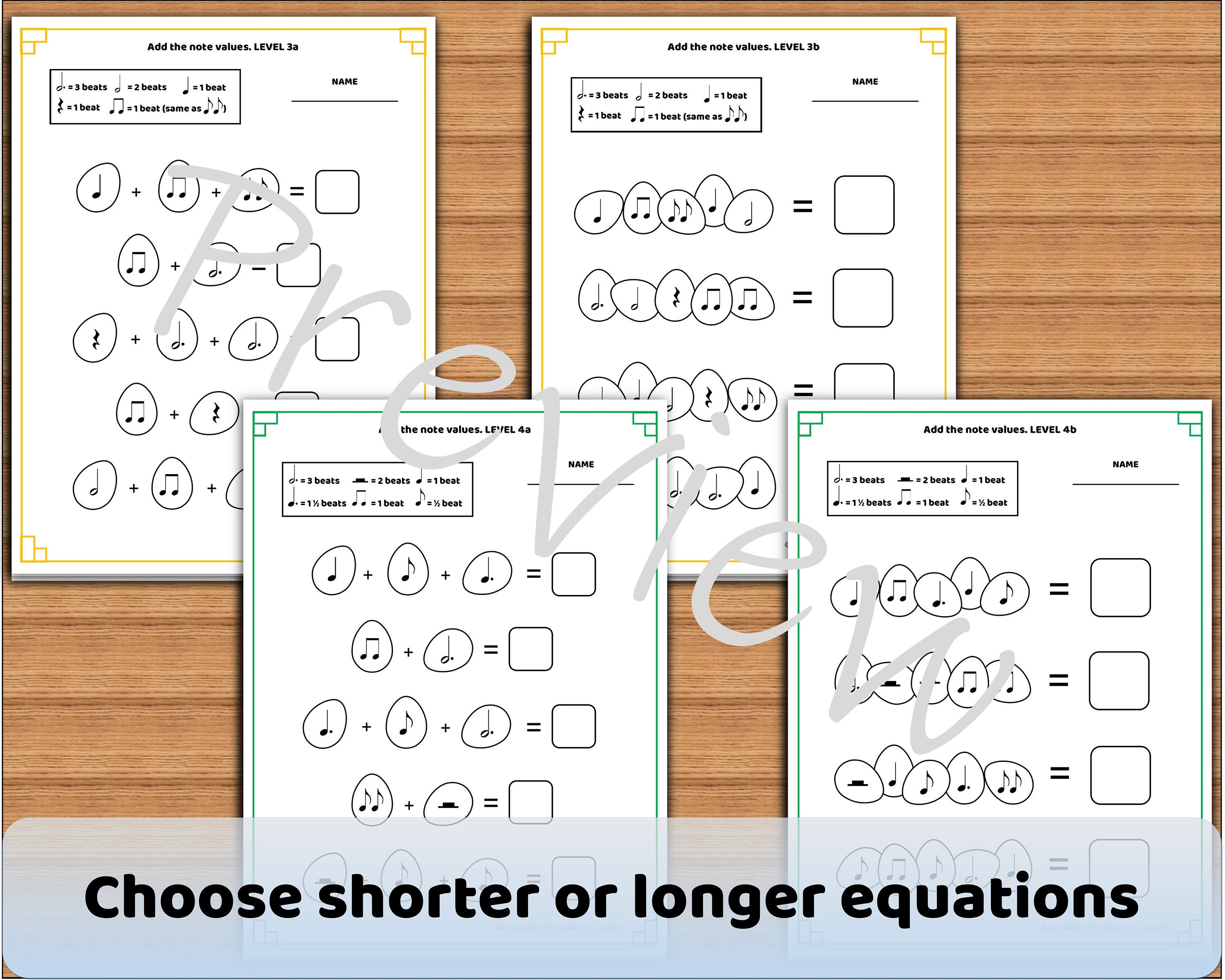 Rhythm Worksheets for Spring: Adding Note Values With Music Math ...