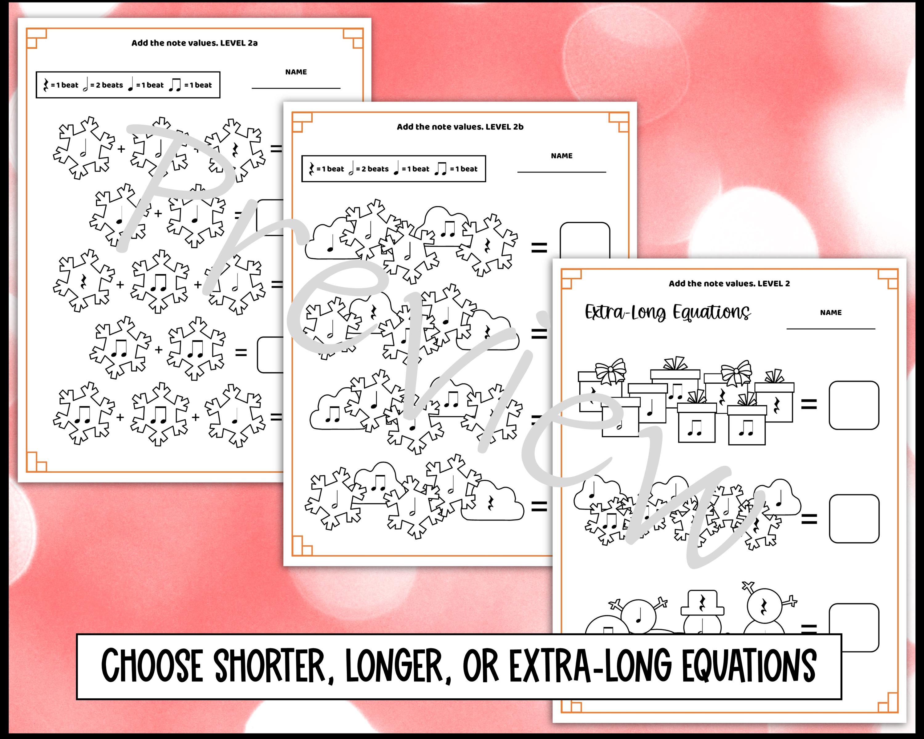 Winter and Christmas Music Rhythm Worksheets: Adding Note Values Music ...