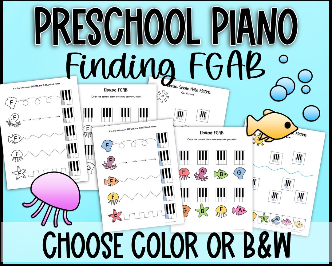 Preschool Piano Music Theory: Ocean-themed Finding FGAB Worksheets and ...