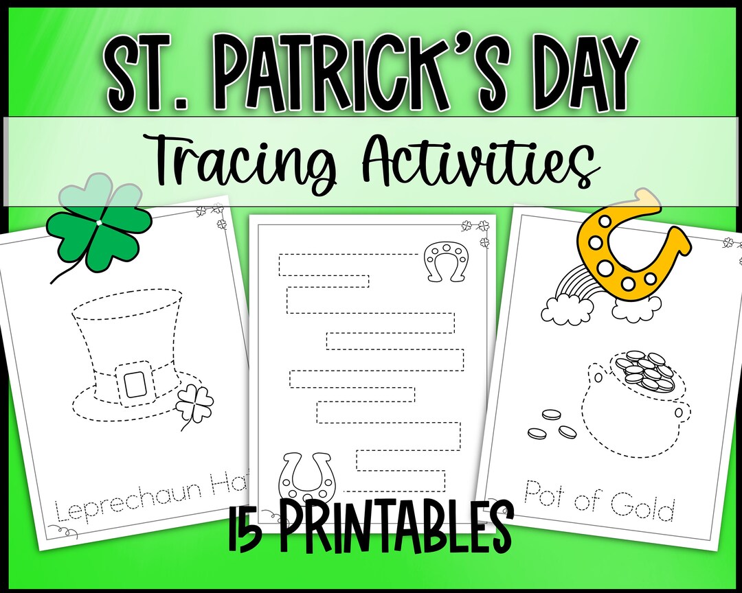 St Patricks Day Preschool Tracing and Coloring Pages - 10 Tracing ...