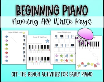 Preschool/beginning Piano Music Theory: Naming White Keys Ocean Themed ...
