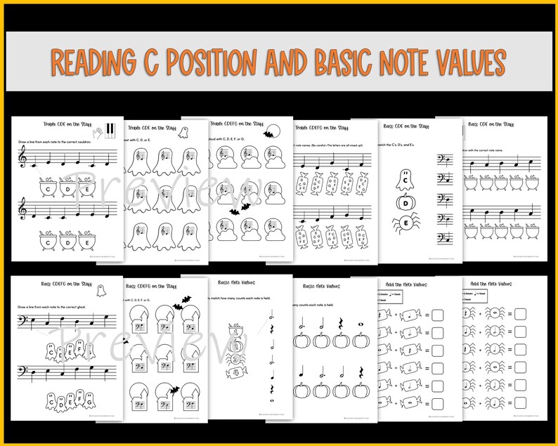Halloween Music Worksheets for Beginning or Preschool Piano - Fingers ...