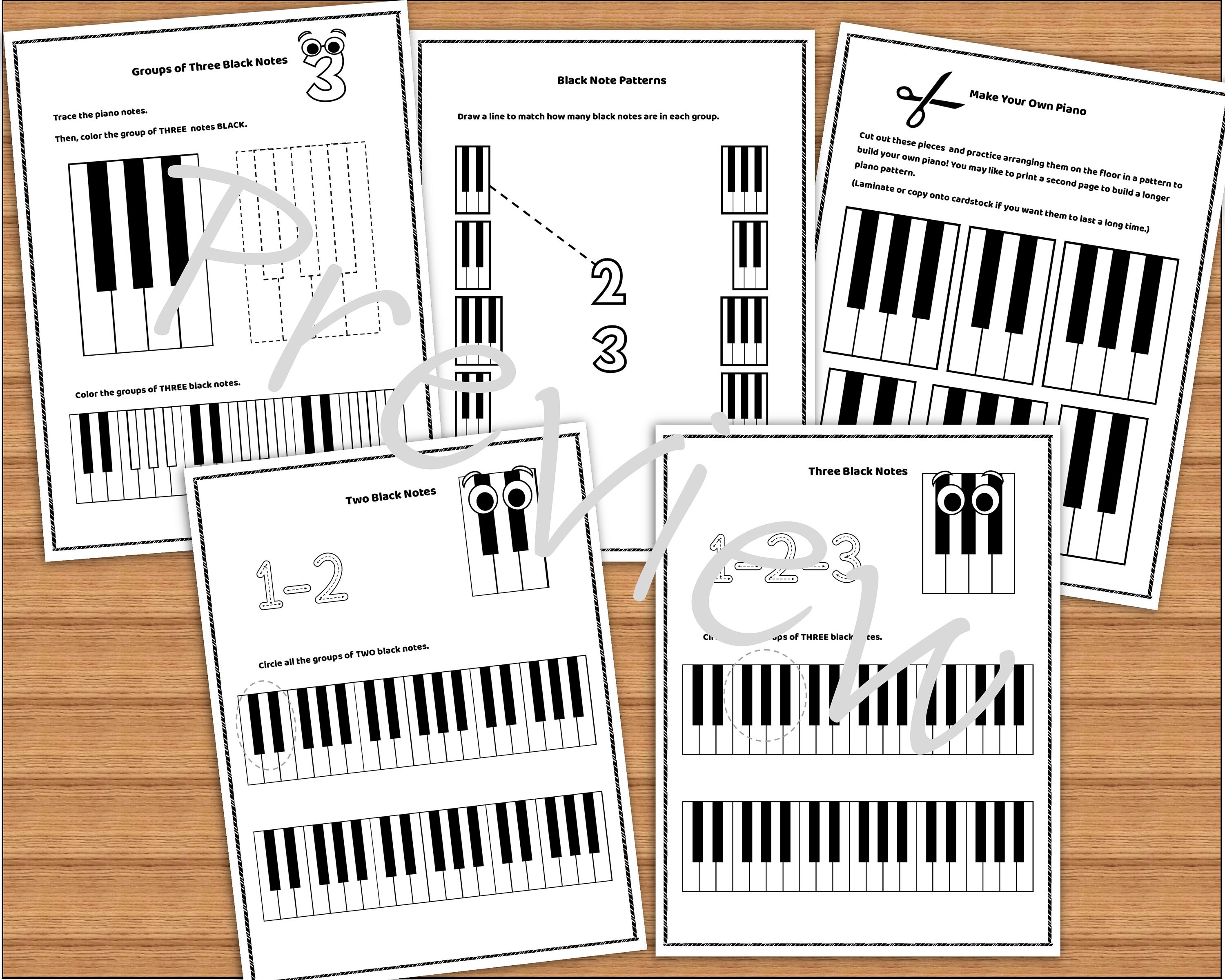 Preschool Piano Worksheets Practice Piano Black Note Patterns Toddler ...