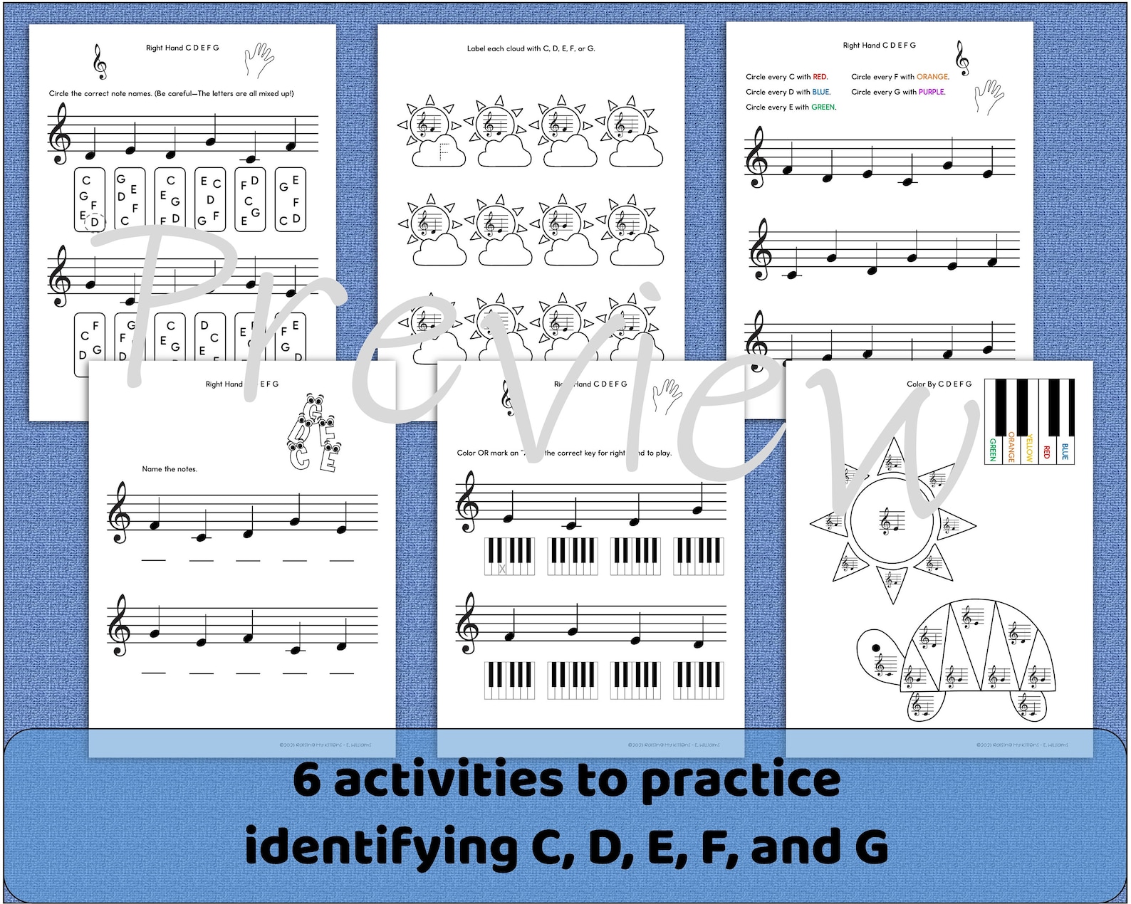 Treble Clef Note Reading for Beginning Piano in Middle C Position Right ...