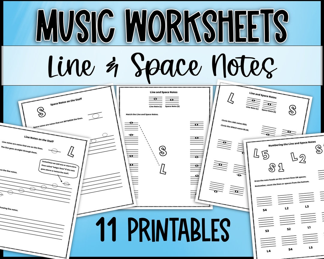 Line & Space Notes: Elementary Music Theory, General Music Worksheets ...