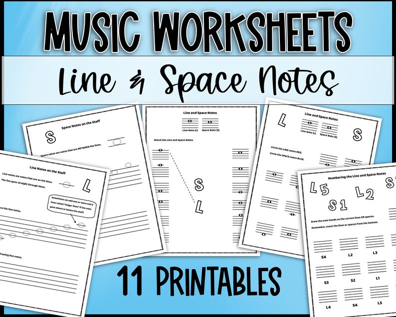 Line & Space Notes: Elementary Music Theory, General Music Worksheets ...