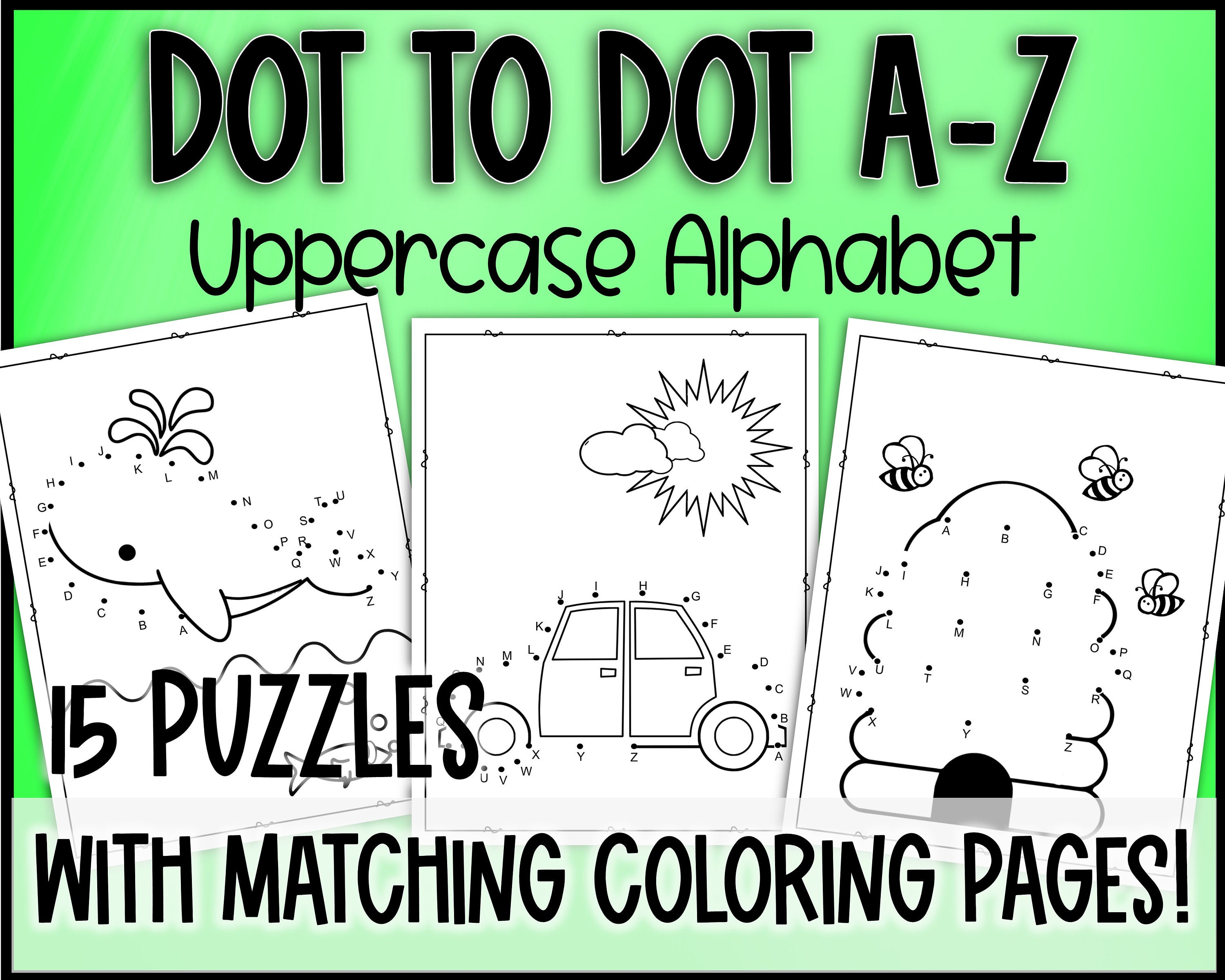 Dot to Dots for Preschool Uppercase Alphabet Activities Connect the ...