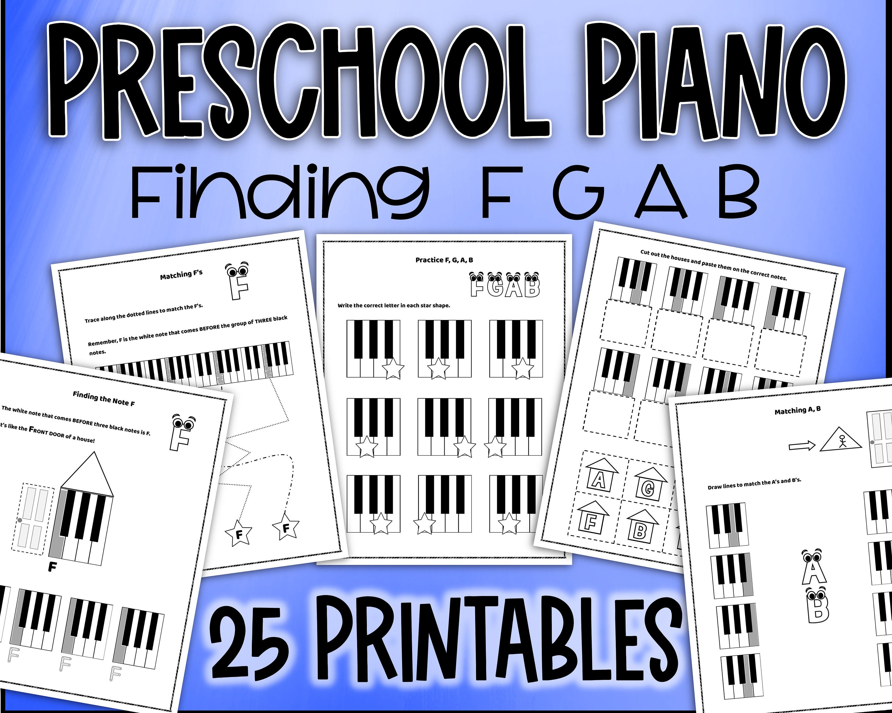 Preschool Piano Worksheets - Activities to Practice Finding FGAB ...
