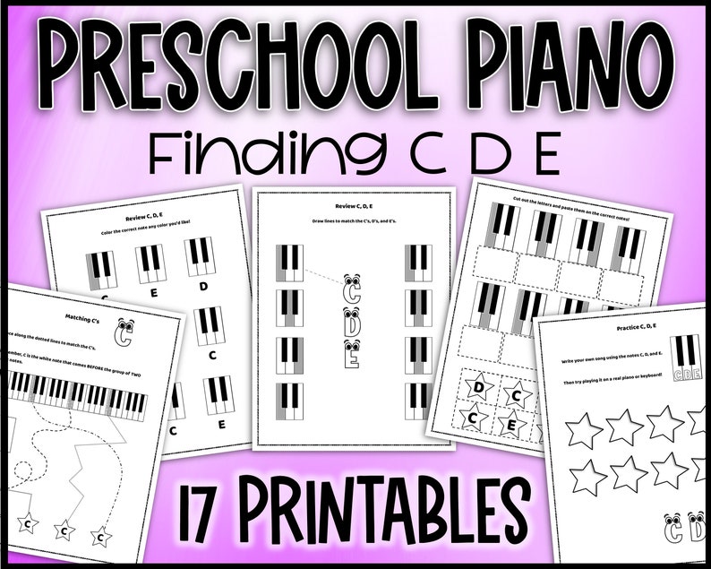 Preschool Piano Worksheets: Activities to Practice Finding CDE ...