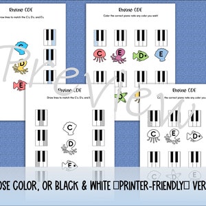 Preschool Piano Music Theory: Ocean-themed Finding CDE Worksheets and ...