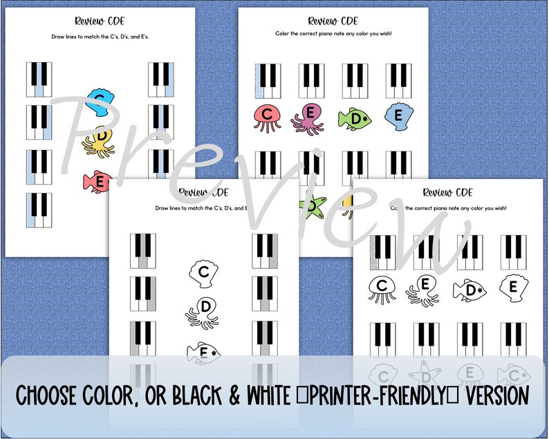 Preschool Piano Music Theory: Ocean-themed Finding CDE Worksheets and ...