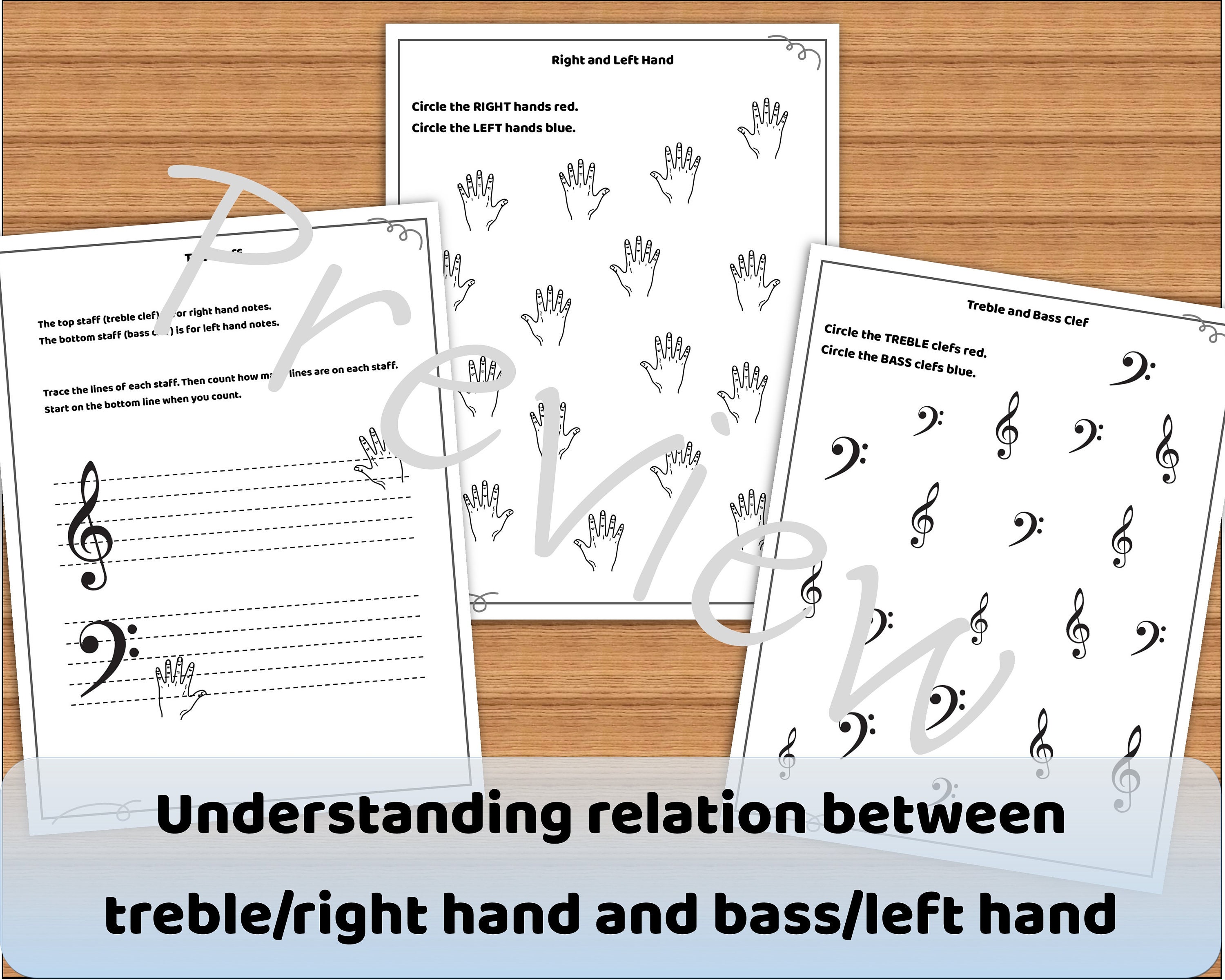 Beginning Piano Lessons: Theory Worksheets for Right/left Hand and ...