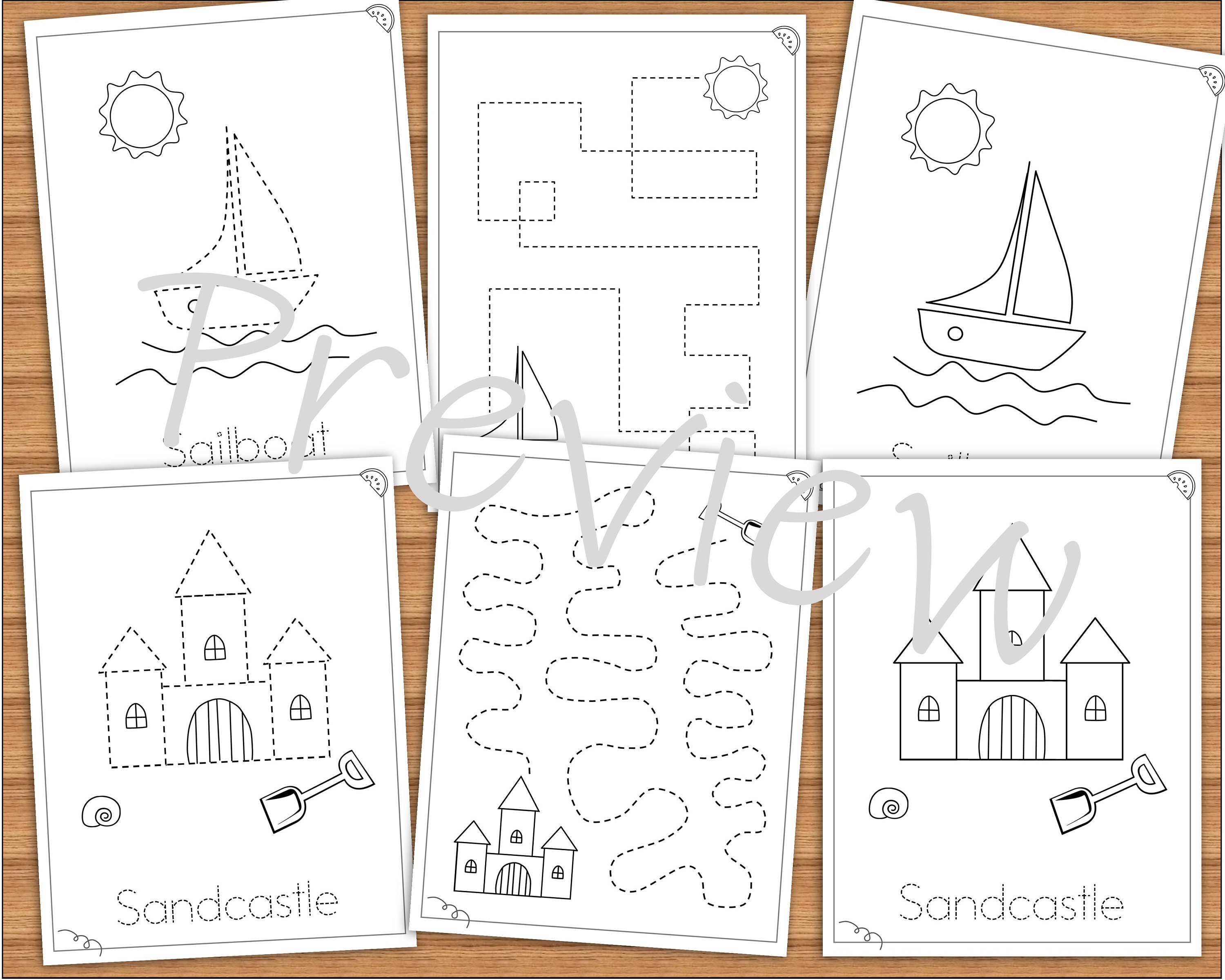 Summer Preschool Tracing and Preschool Coloring Pen Control Fine Motor ...