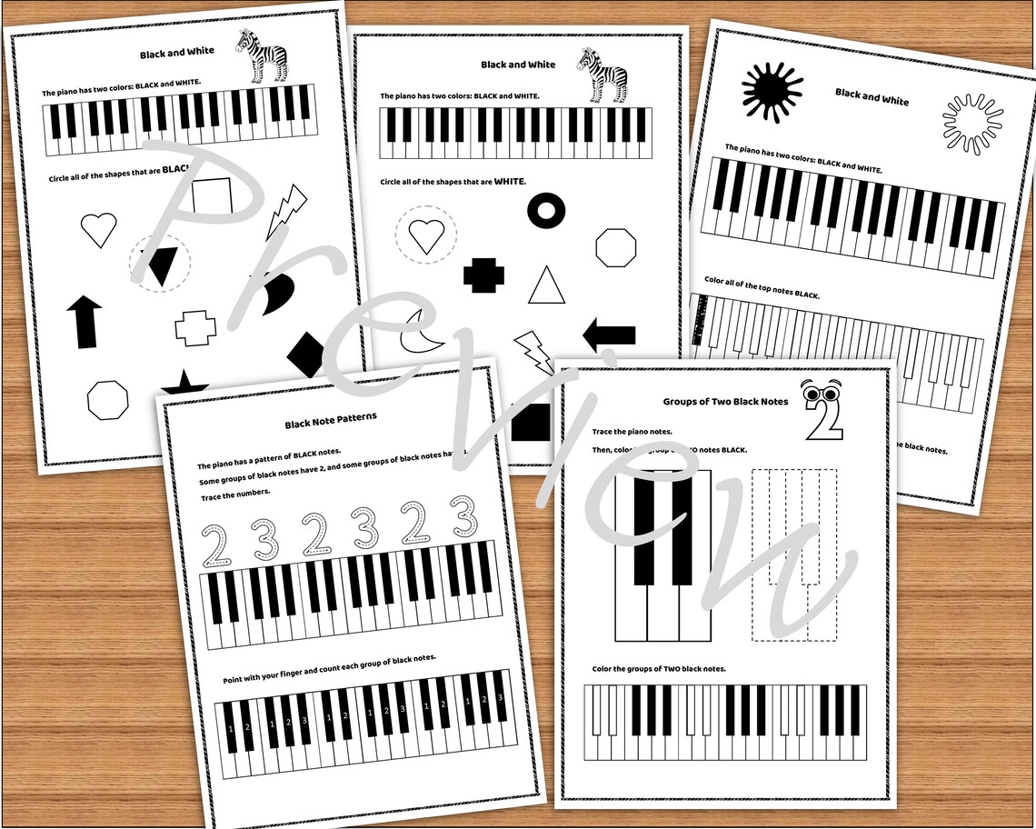 Preschool Piano Worksheets Practice Piano Black Note Patterns Toddler ...